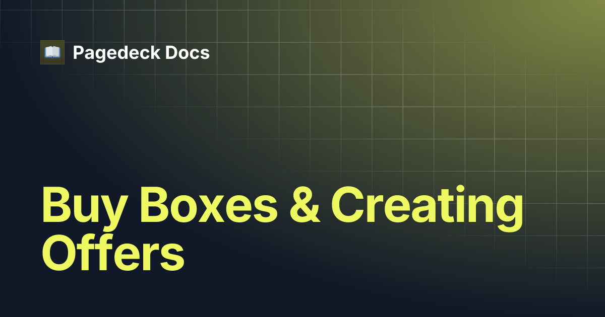 Buy Boxes & Creating Offers | Pagedeck Docs